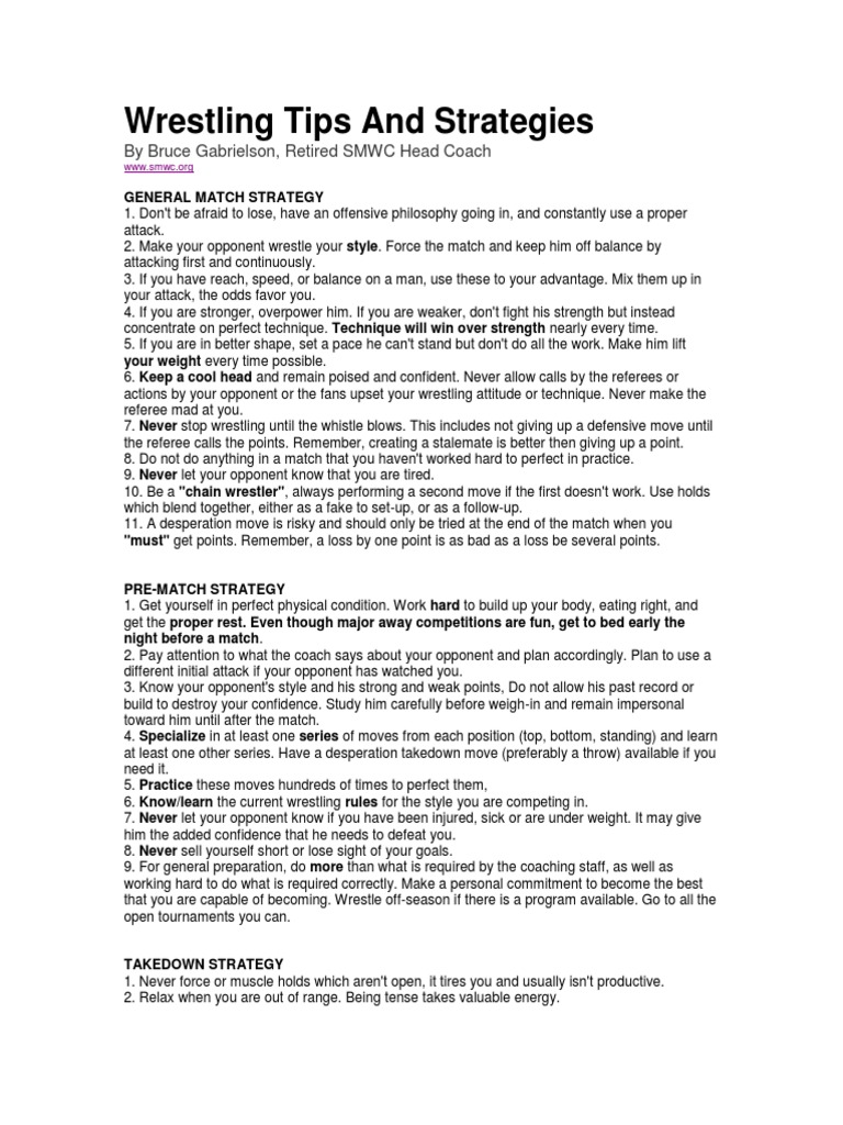 Wrestling Tips and Strategies | PDF | Sports
