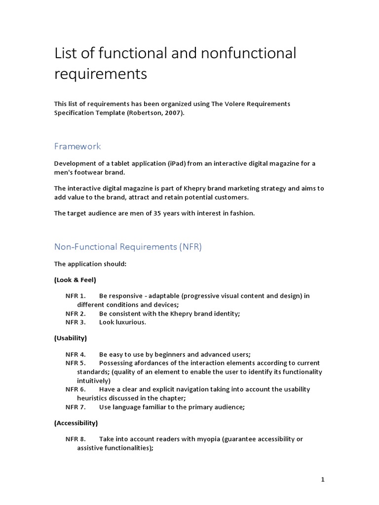 Functional and Non-Functional Requirements | PDF | Usability | Brand