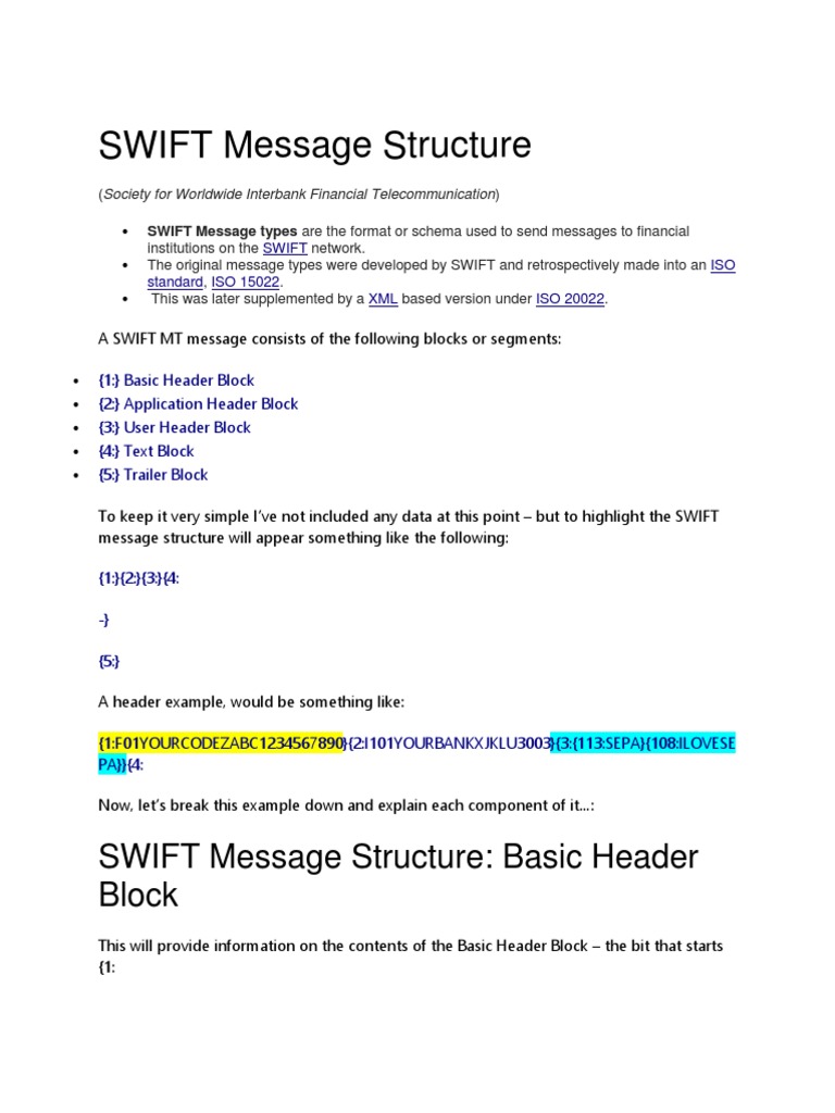 SWIFT Messages | PDF | Computer Data | Computing