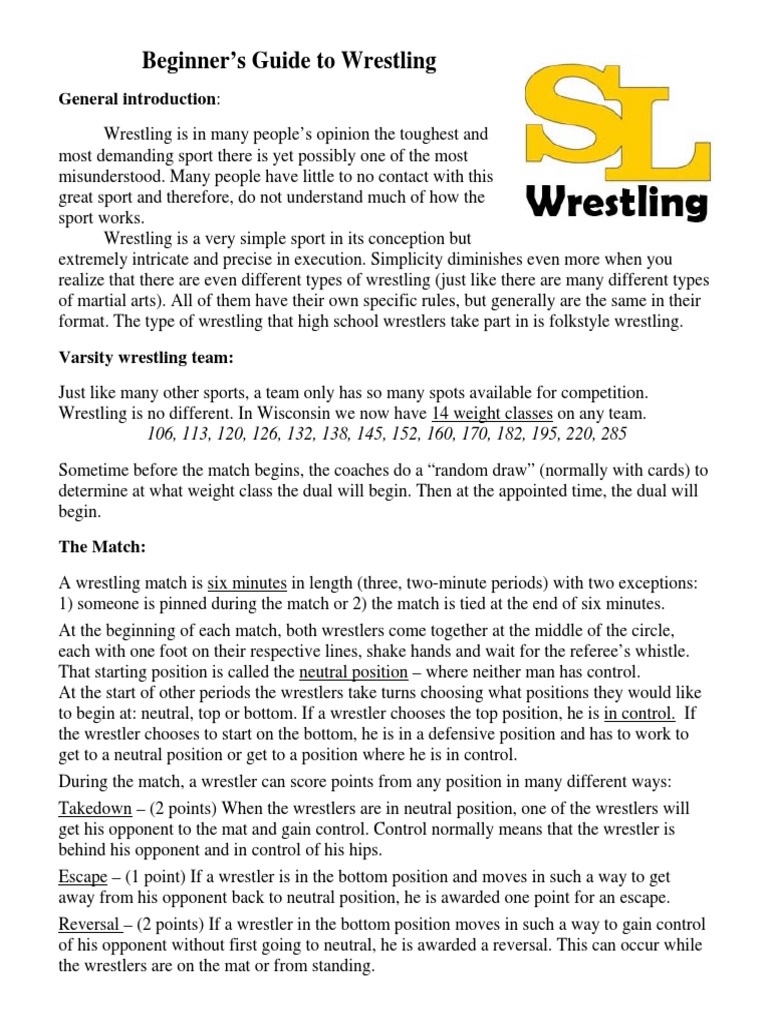 Beginner's Wrestling Guide and Rules | PDF | Sports Rules And ...