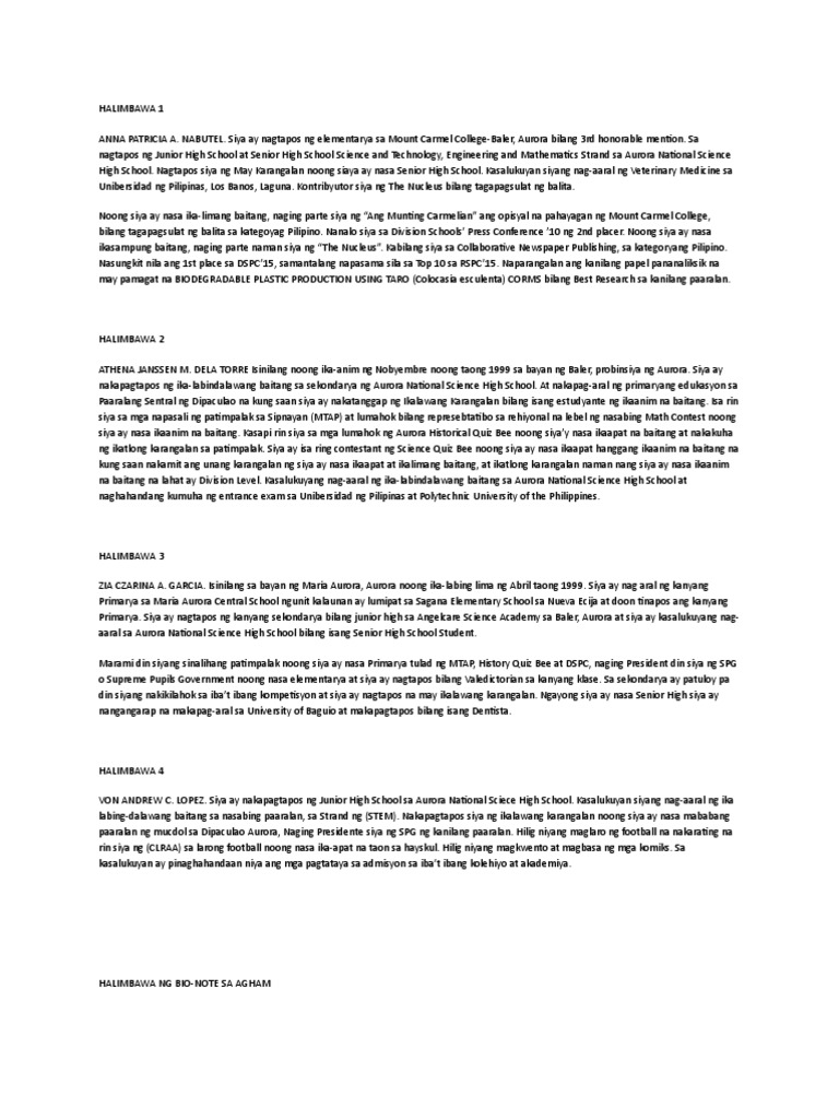 Bio Note Examples | PDF