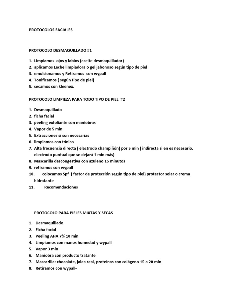 Protocolos Faciales 2018 | PDF | Sustancias químicas | Productos quimicos