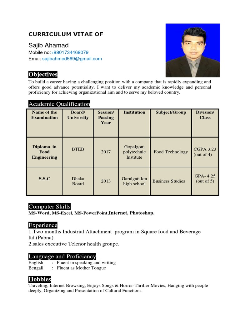 Sajib Ahamad Updated Curriculum Vitae | PDF | Bangladesh | Behavior Modification
