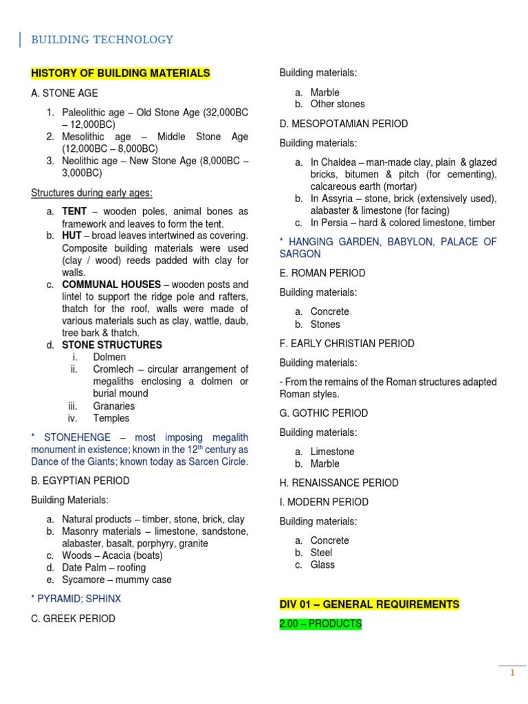 Building Technology: History of Building Materials | Download Free PDF ...