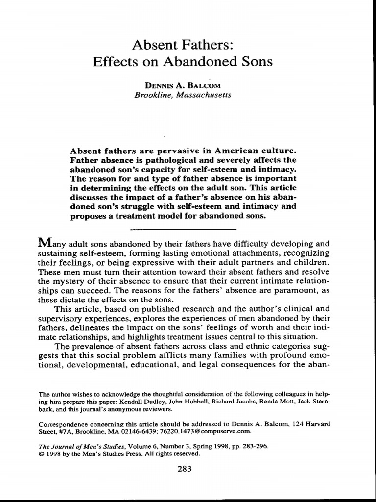 Absent Father Effects Research | PDF | Grief | Shame
