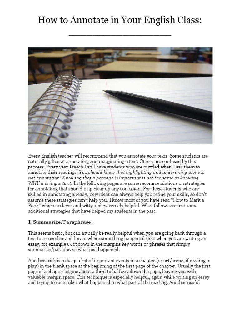 How To Annotate in Your English Class | PDF | Poetry | Narration
