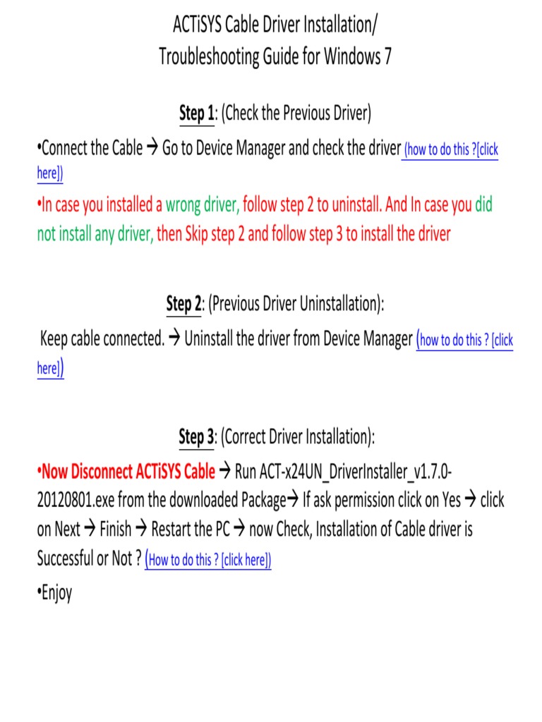 ACT IRx24UN Driver Install Guide Win7 140304 | Download Free PDF | Device Driver | Microsoft Windows