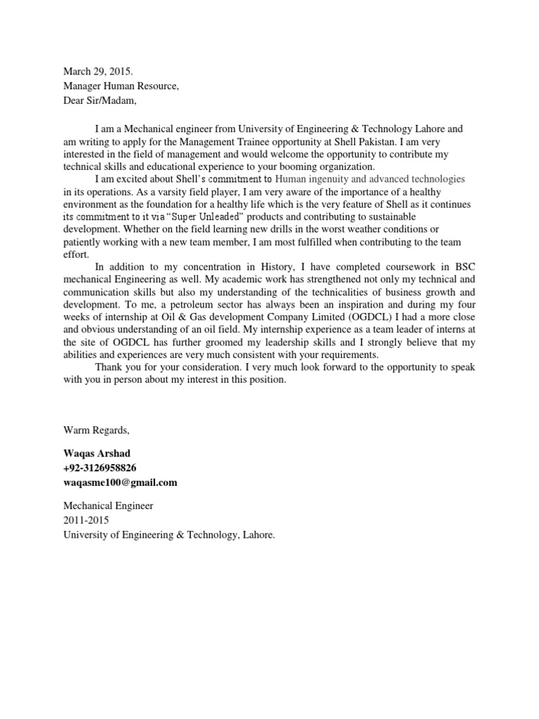 Cover Letter Shell | PDF