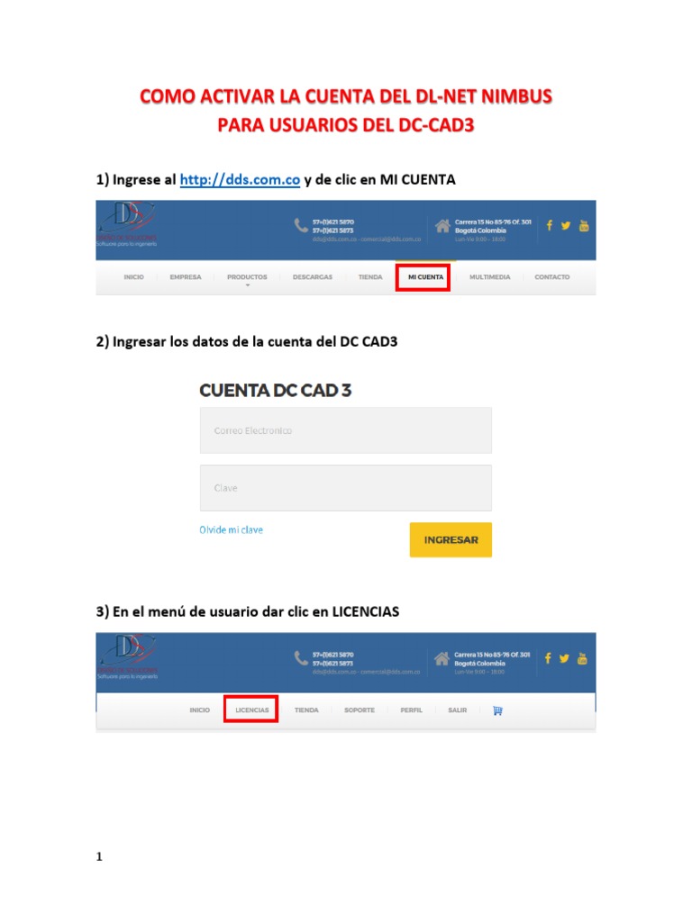 Activación DL-Net Nimbus para DC-CAD3 | PDF