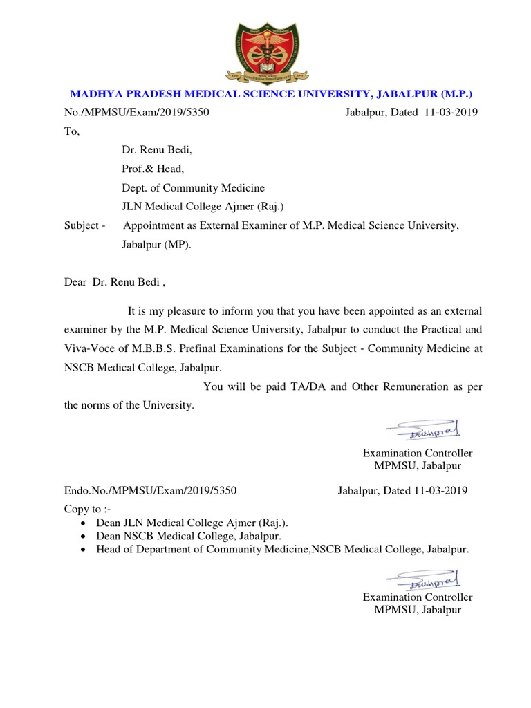 NSCB MBBS Prefinal Comm Medi Practical 1st Ex Letter | PDF