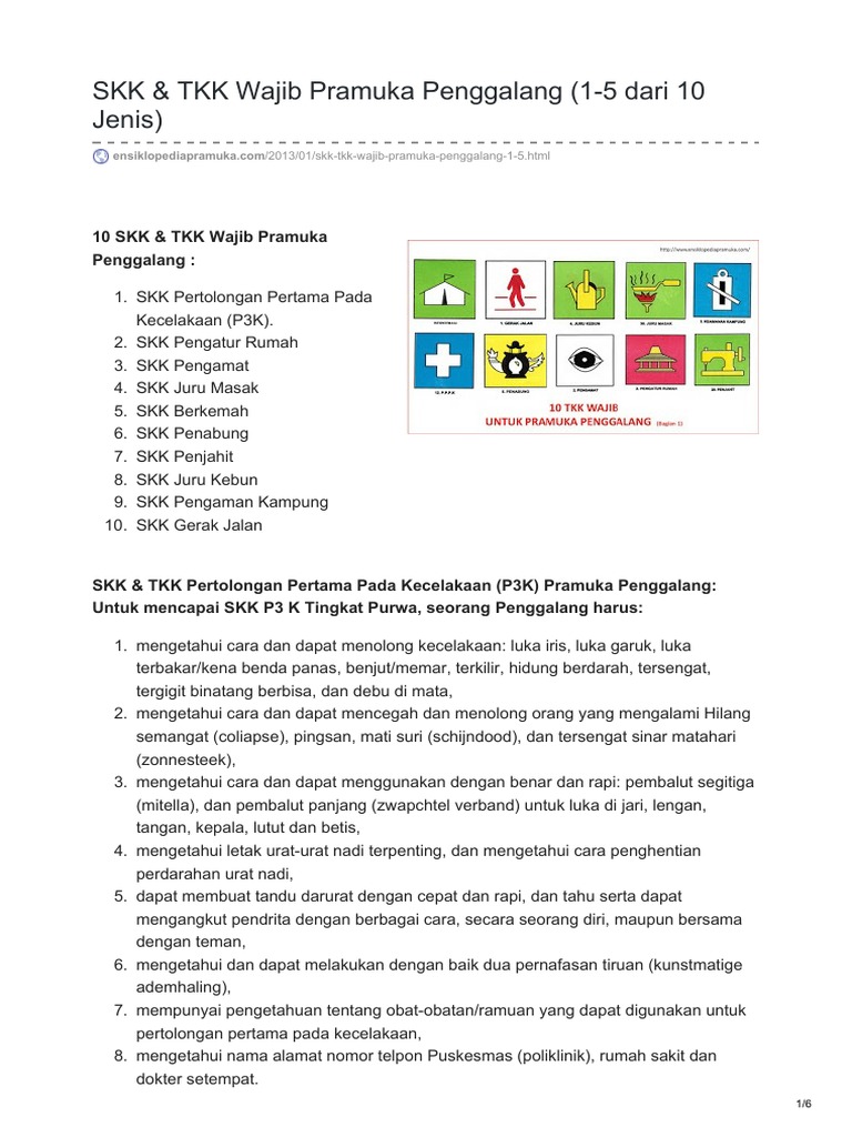 SKK TKK Wajib Pramuka Penggalang 1-5 Dari 10 Jenis | PDF