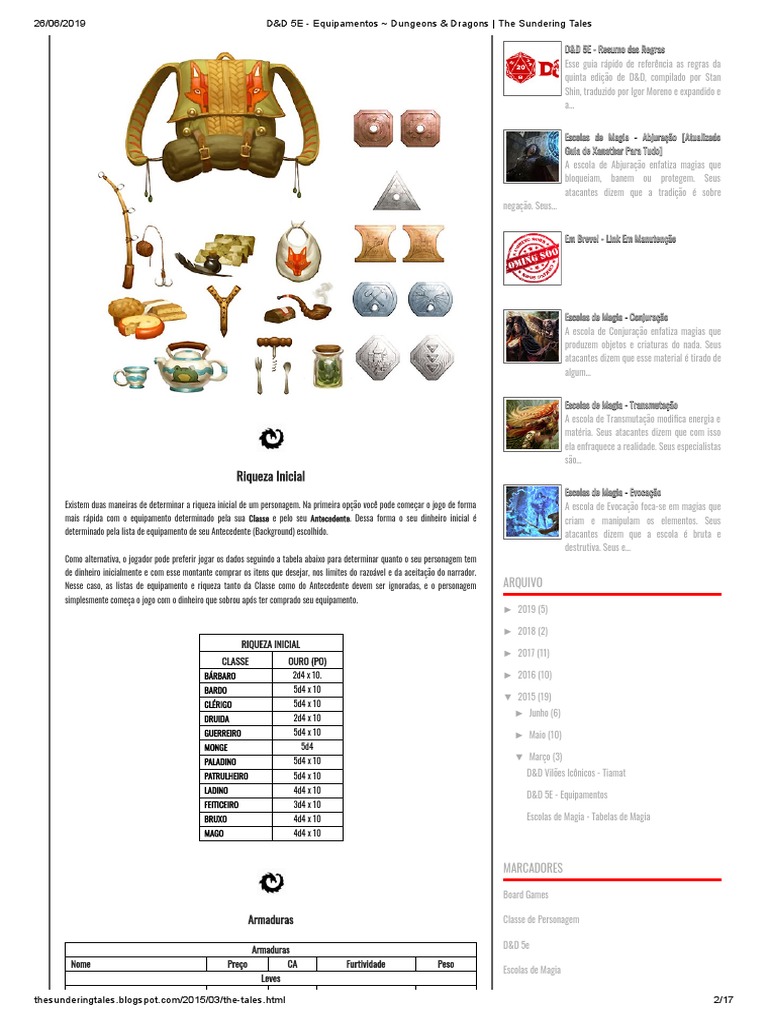 D&D 5E - Equipamentos - Dungeons & Dragons | PDF | Masmorras e Dragões ...