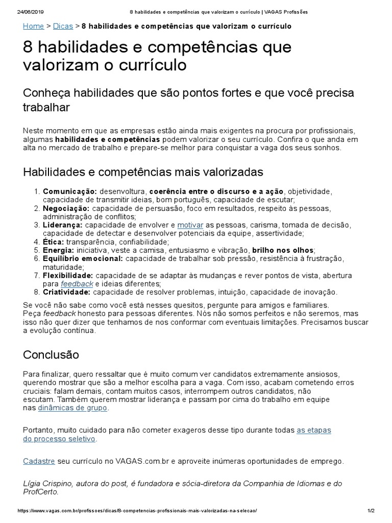 8 Habilidades e Competências Que Valorizam o Currículo - VAGAS ...