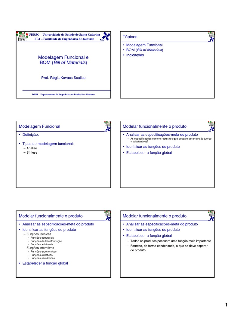 Modelagem Funcional e BOM | PDF | Função (Matemática) | Sistema
