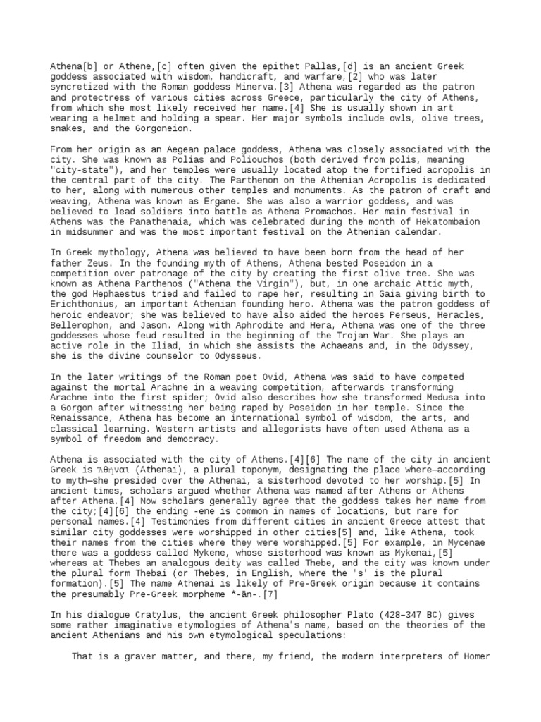 Athena | Download Free PDF | Athena | Greek Mythology