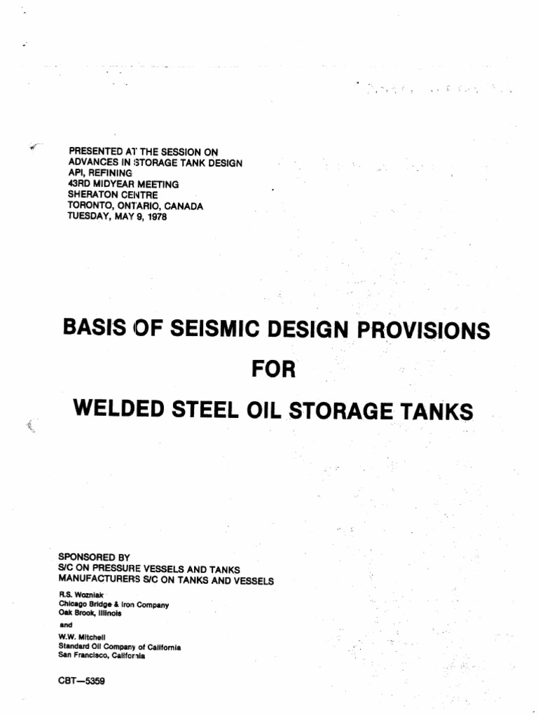 Basis of Seismic Design Provisions For Welded Steel Storage Tanks | PDF