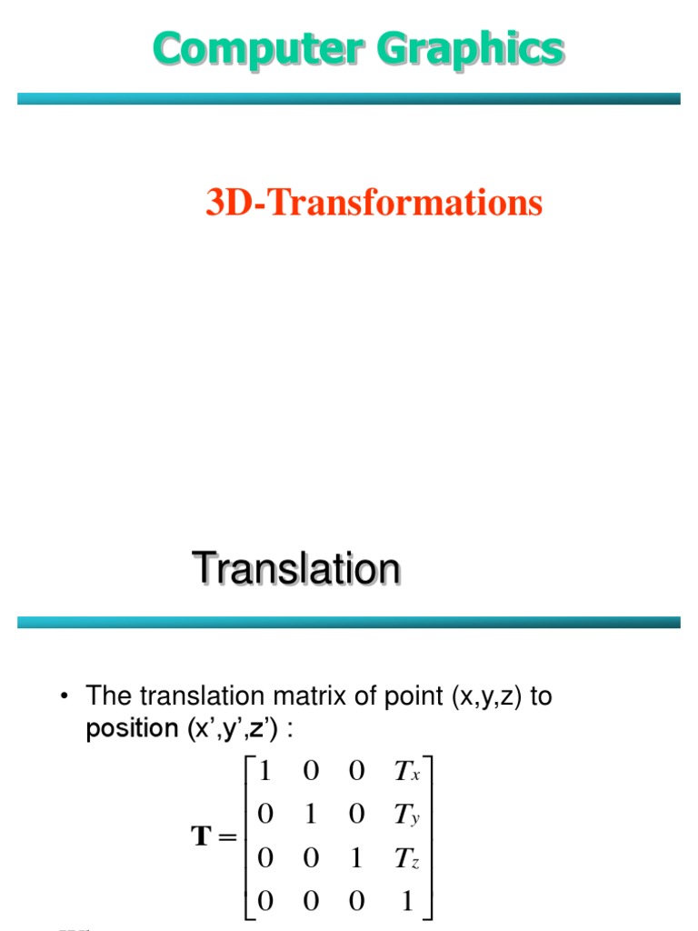 Computer Graphics: 3D-Transformations | PDF | Cartesian Coordinate ...