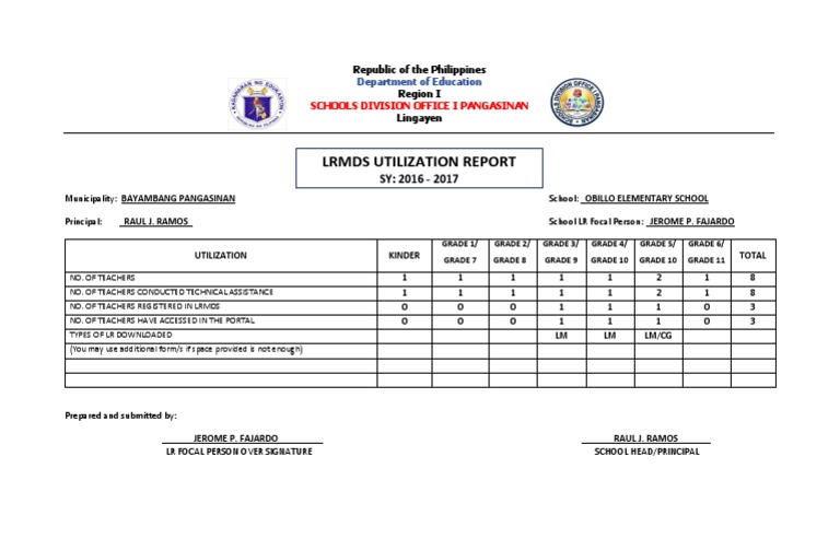 Lrmds Utlization Report | PDF | Philippines