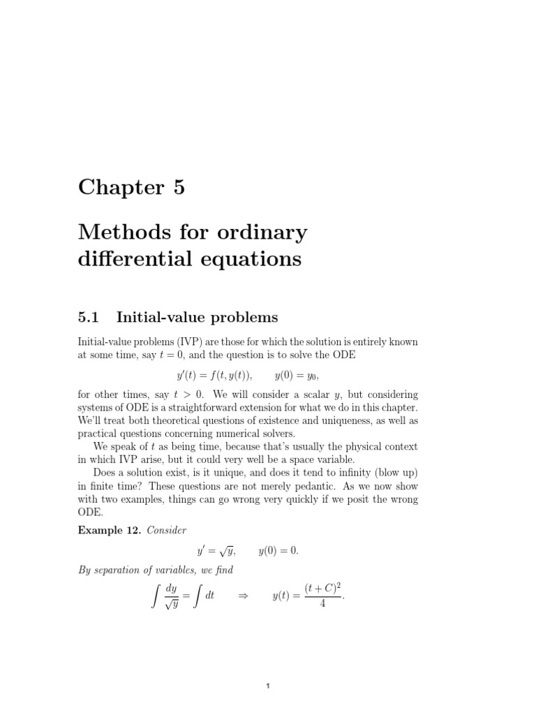 Methods For Ordinary Differential Equations: 5.1 Initial-Value Problems | PDF | Eigenvalues And ...