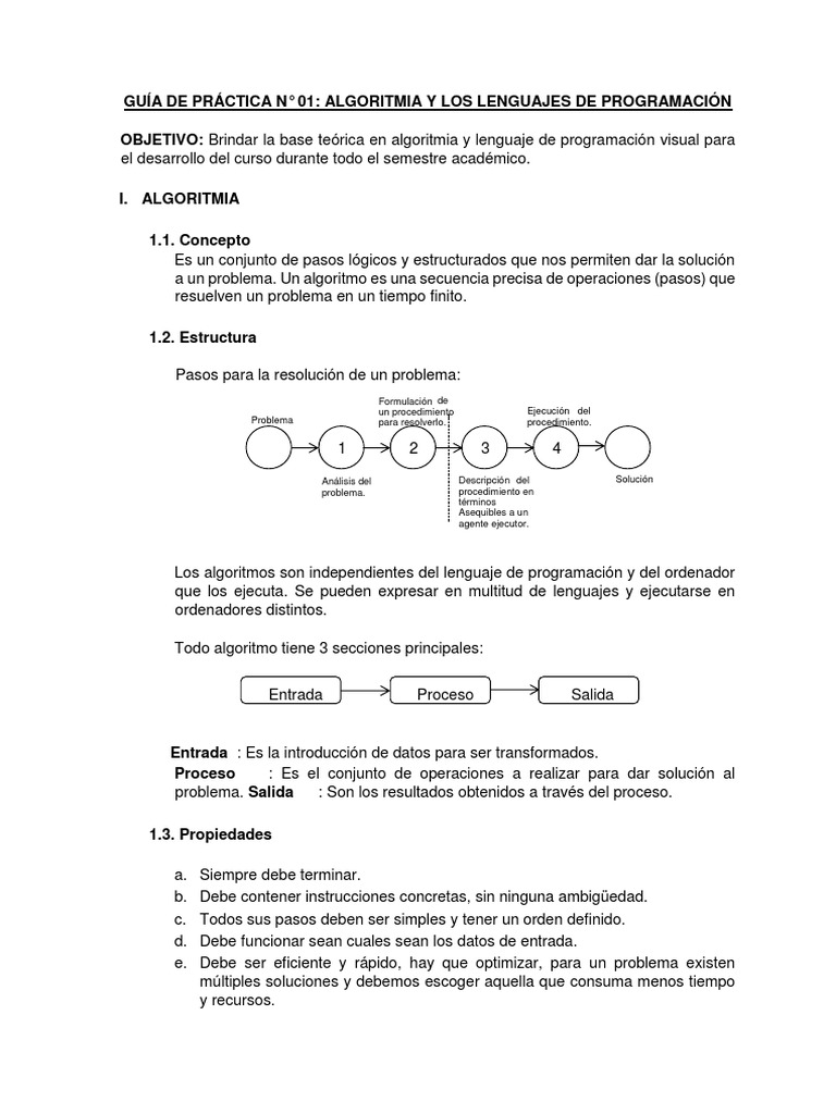 Guía de Práctica 01 Algoritmia | PDF | Lenguaje de programación | Algoritmos