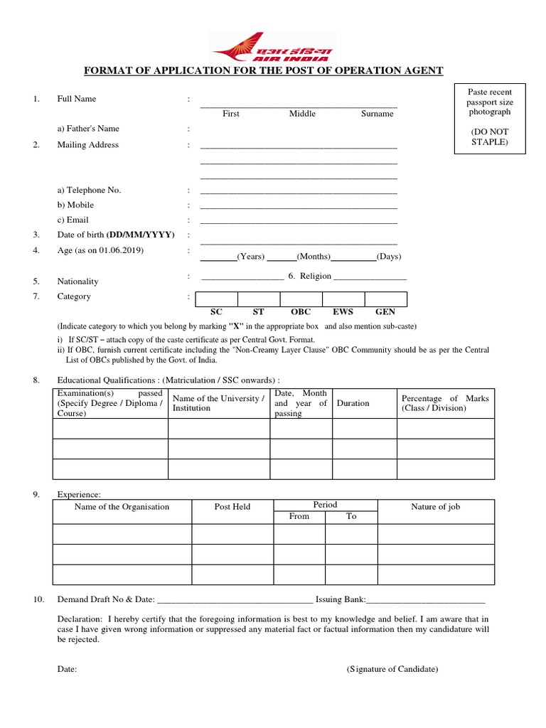 Application for India Post Agent Role | PDF | Vocational Education ...