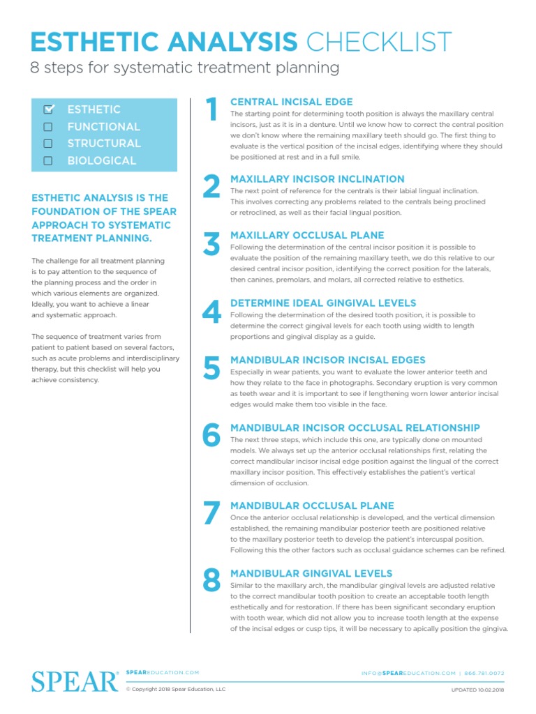 Esthetic Analysis Checklist: 8 Steps For Systematic Treatment Planning ...