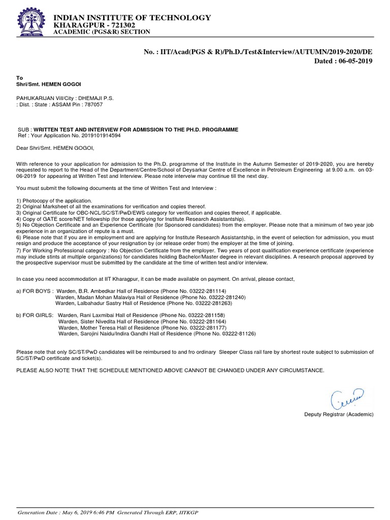 Call Letter | PDF | Vocational Education | Educational Stages