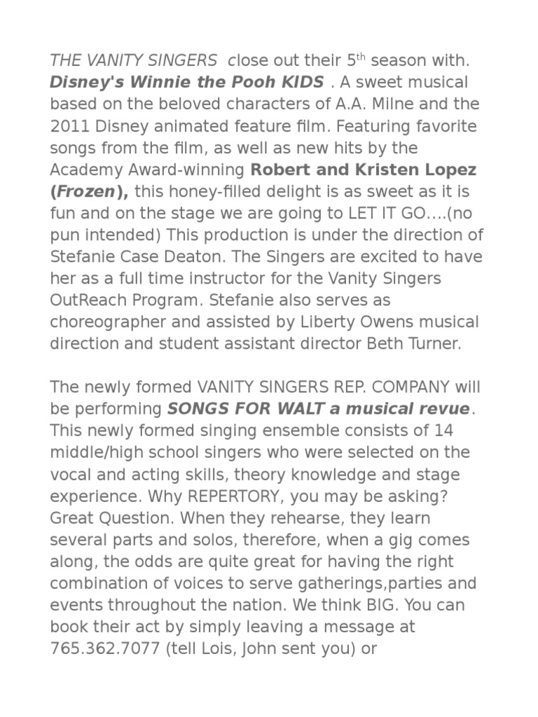 Singers Newspaper Article. | PDF