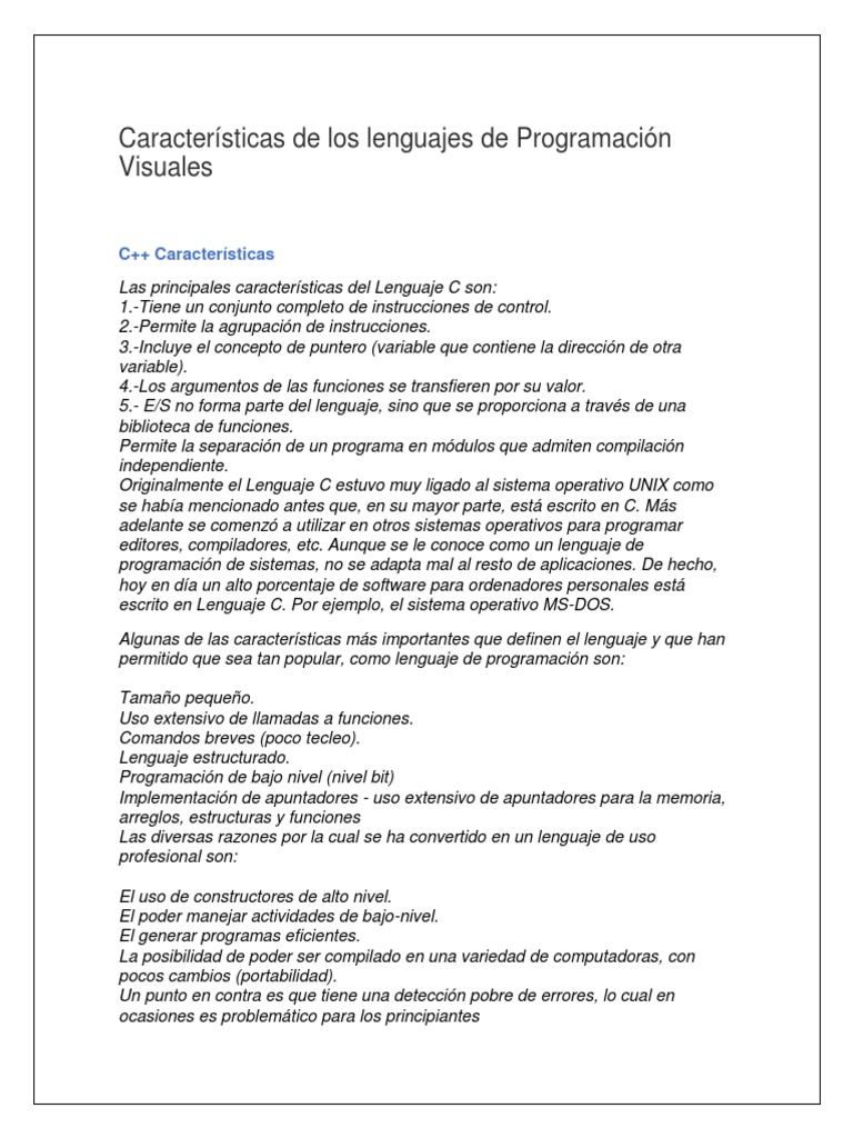 Características de Los Lenguajes de Programación Visuales | PDF | Java (lenguaje de programación ...