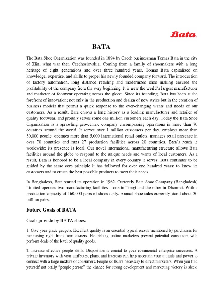 Future Goals of BATA | Download Free PDF | Retail | Marketing