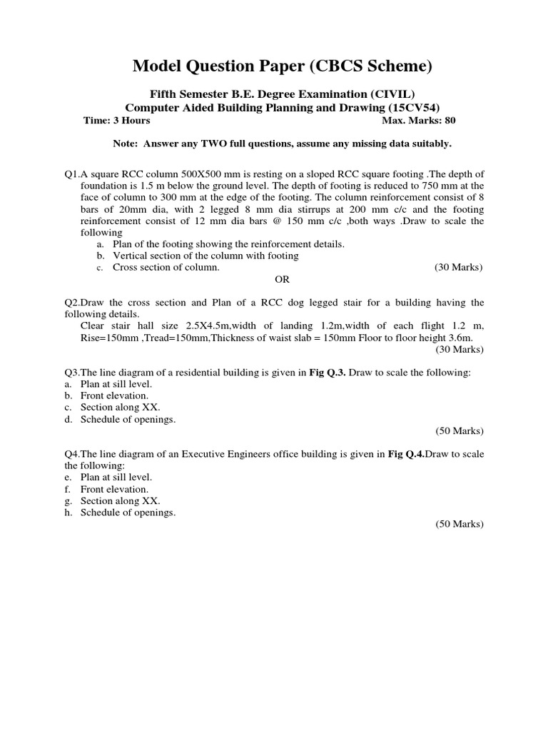Model Question Paper (CBCS Scheme) Fifth Semester B.E. Degree Examination (CIVIL) Computer Aided ...