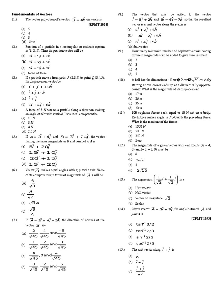 Fundamentals of Vectors | PDF | Euclidean Vector | Geometric Measurement