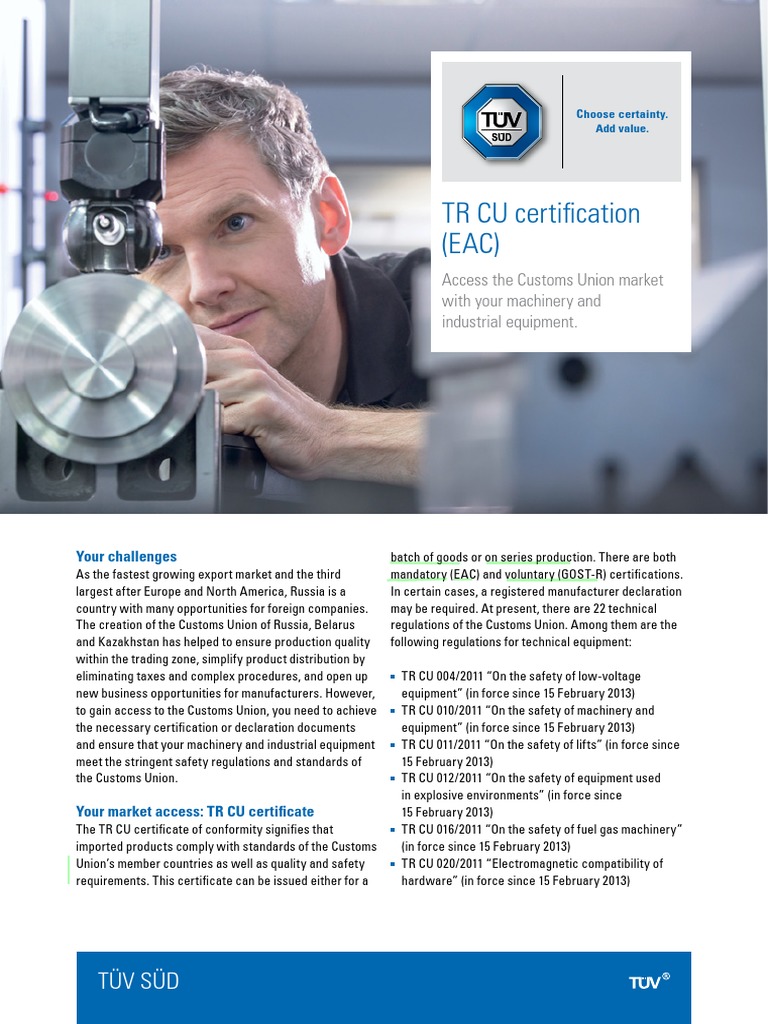 TR CU Certification (EAC) : Tüv Süd | PDF | Business