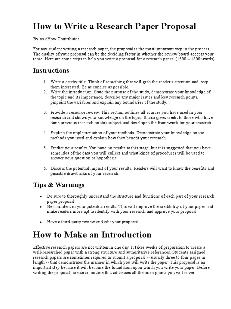 How To Write A Research Paper Proposal | PDF | Citation | Bibliography