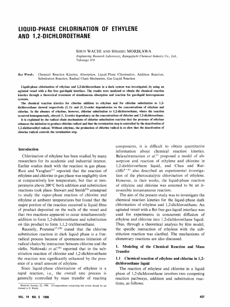 Liquid-Phase Chlorination of Ethylene and 1,2-Dichloroethane | PDF ...