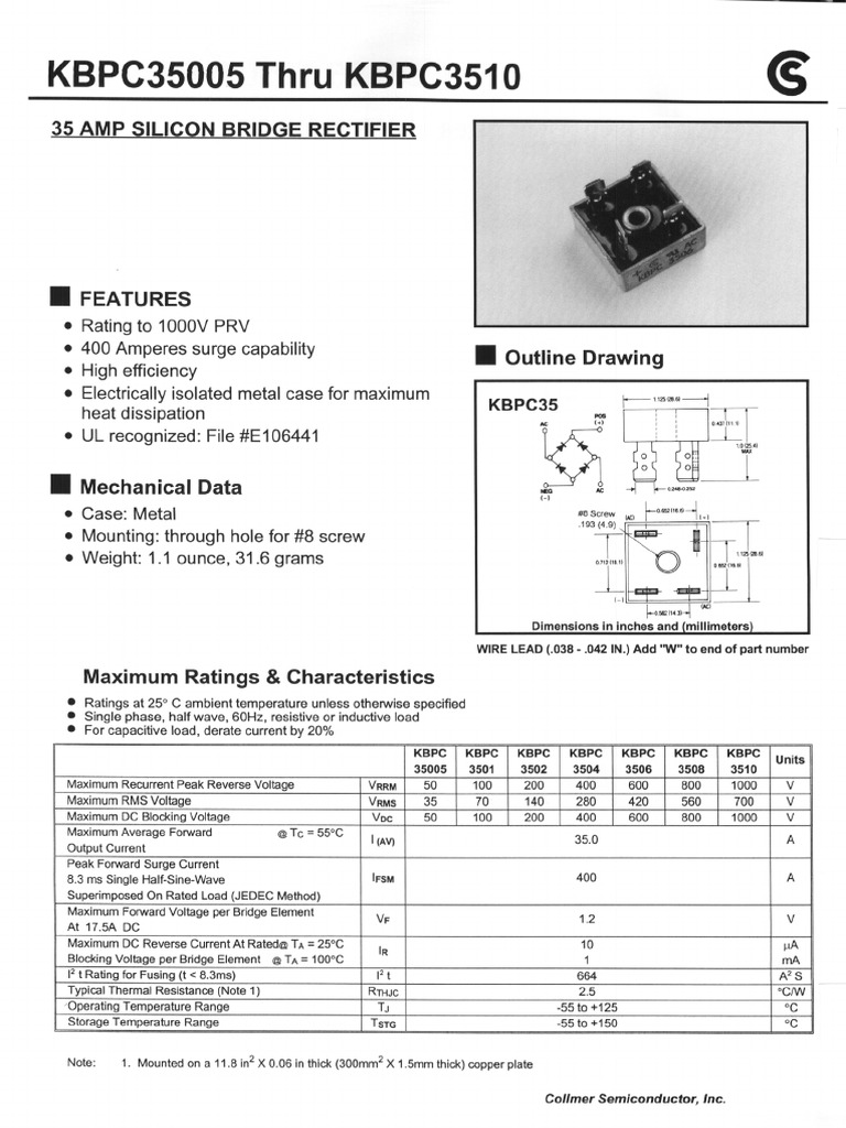 Data Sheet kbpc3510 | PDF