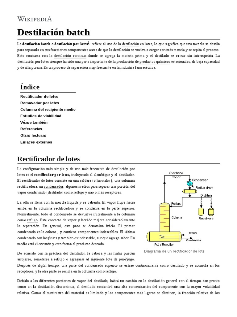 Destilación Batch Pdf Procesos Quimicos Laboratorios