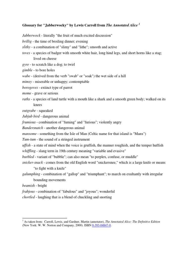 Jabberwocky Glossary of Terms | PDF | History