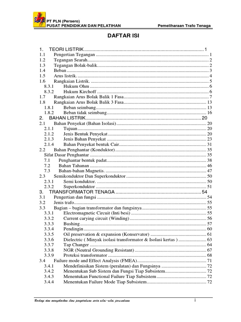 Materi Diklat Pemeliharaan Trafo Tenaga | PDF