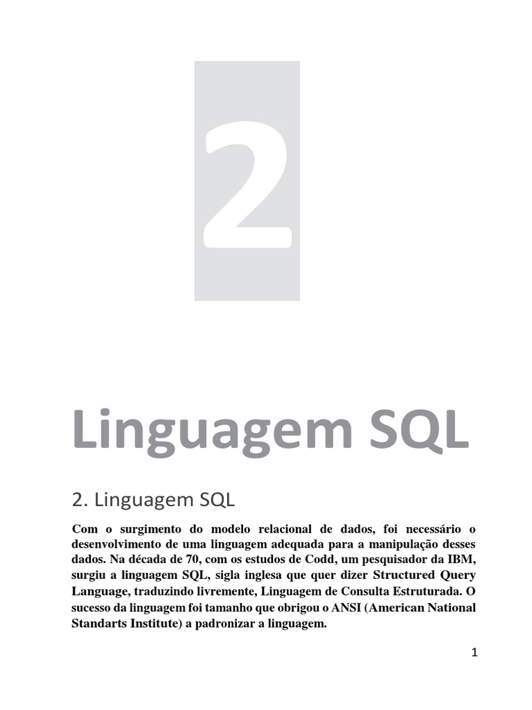 Linguagem SQL | Download grátis PDF | Modelo de dados | SQL