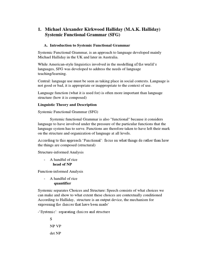 Comparison Between Halliday and Chomsky | PDF | Phrase | Syntax