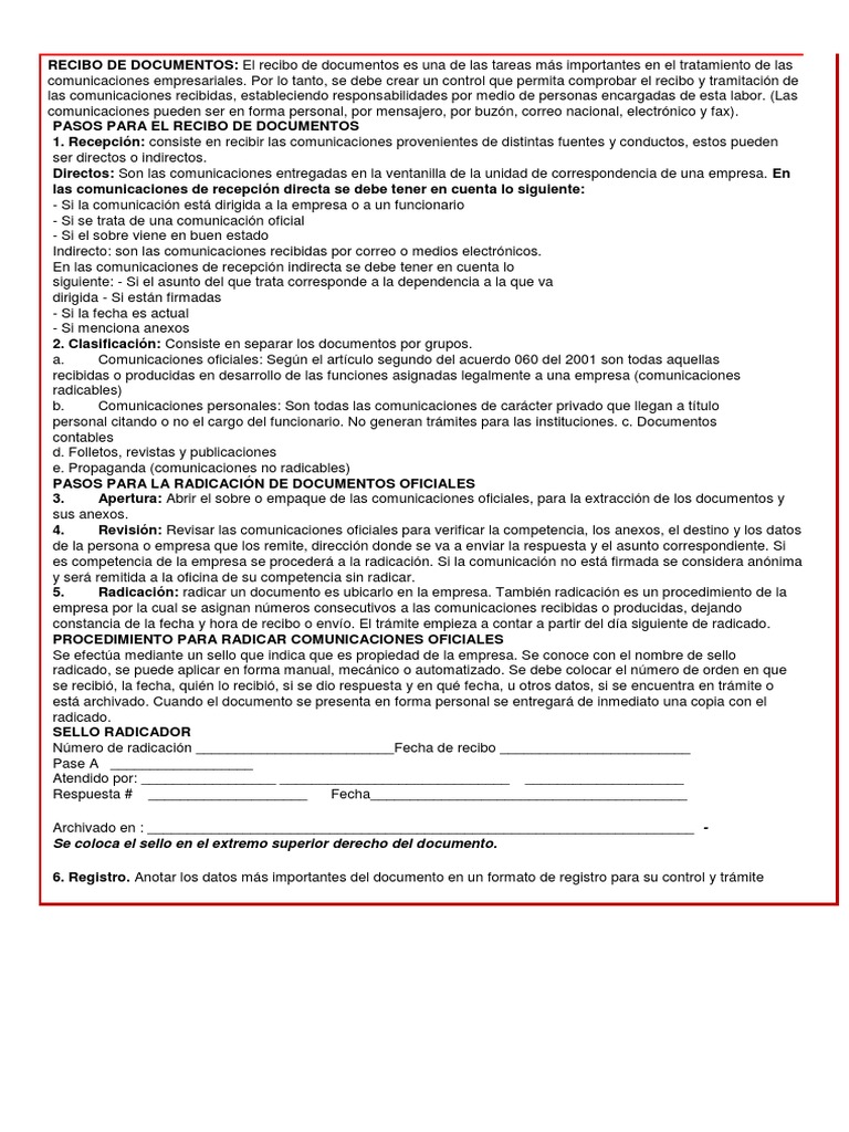 1 Taller 2 Recibo y Despacho de Documentos | PDF | Correo | Business