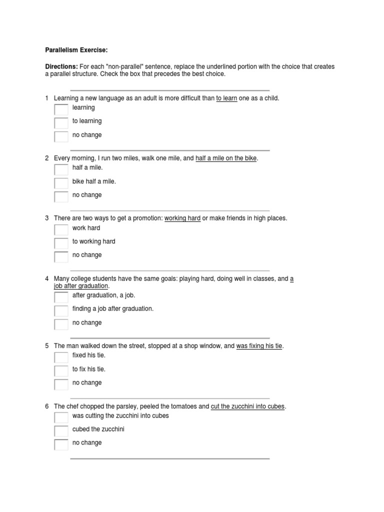 Parallelism Exercises | PDF