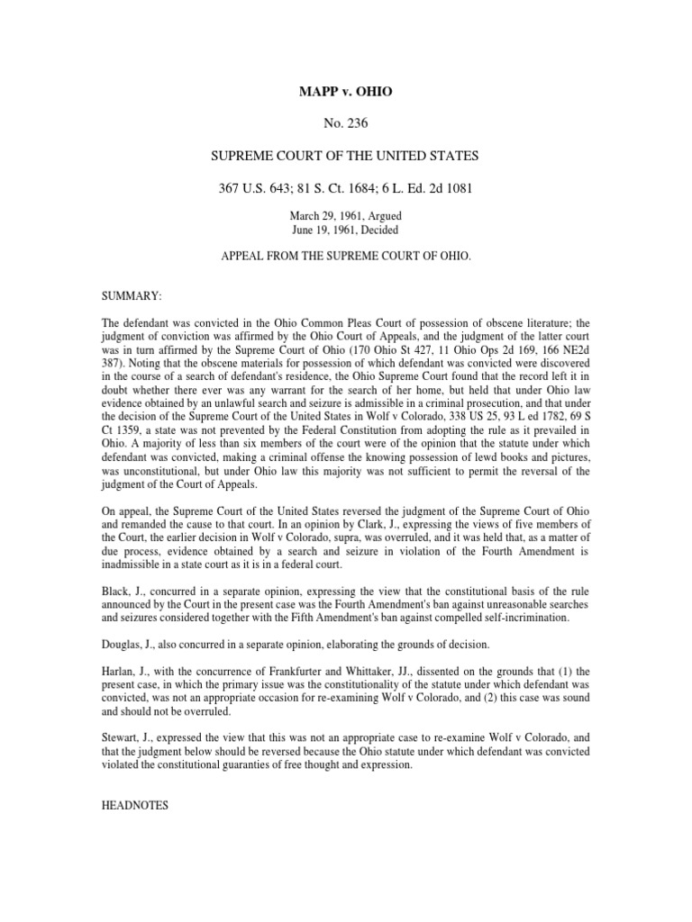 No. 236 Supreme Court of The United States 367 U.S. 643 81 S. Ct. 1684 ...