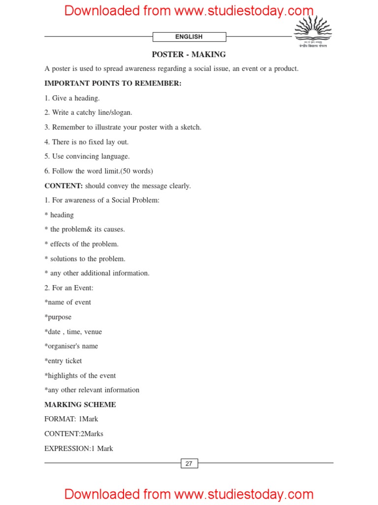 Class 12 English Poster Making | PDF | Poster | Communication