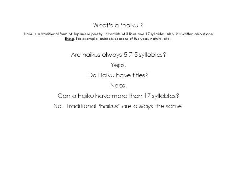 Haiku Structure | PDF