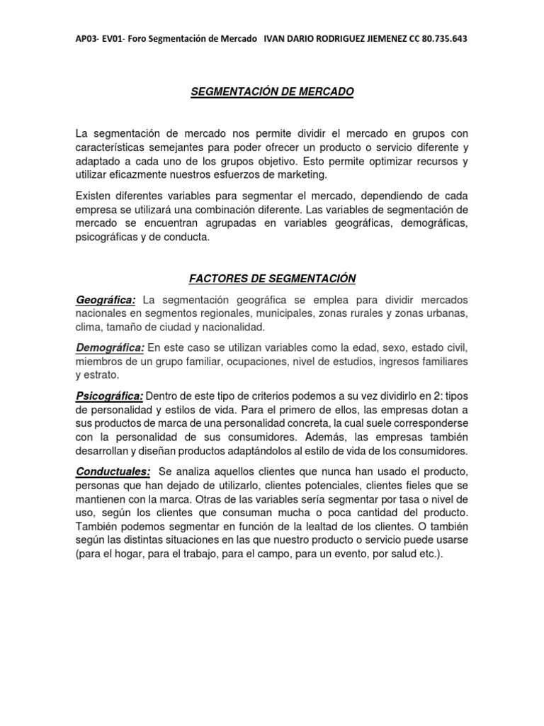 Segmentación de Mercado en Finrexin | PDF | Producto (Negocio ...