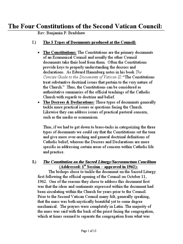 The Four Constitutions of VCII PDF | PDF | Mass (Liturgy) | Catholic Church