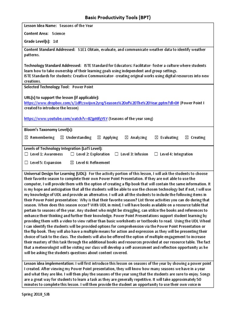 Basic Productivity Software Lesson Plan | PDF | Teaching | Pedagogy