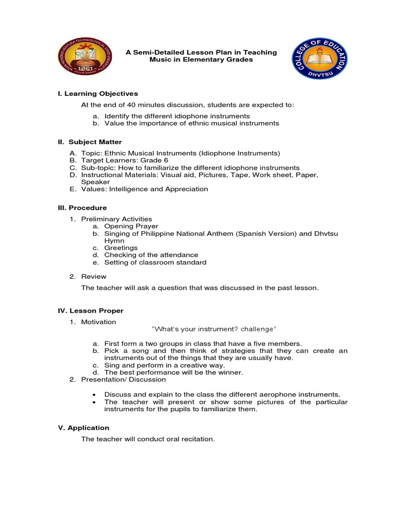 Teaching Music Lesson Plan | PDF